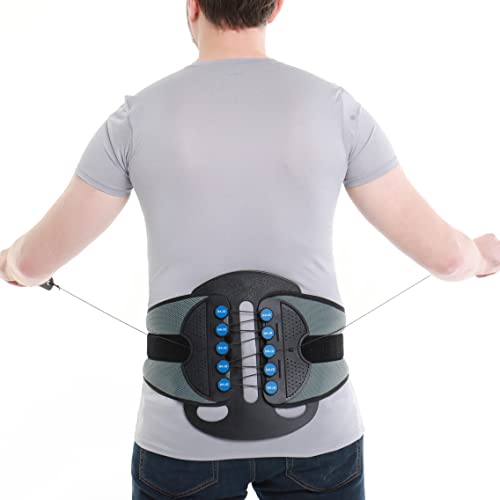 LSO Back Brace with Removable Decompression Panel Back Support& Back Cover for Free,Pulley System Lumbar Support Belt for Sciatica Pain, Disc Injury and After Laminectomy or Spinal Fusion Surgery(L)