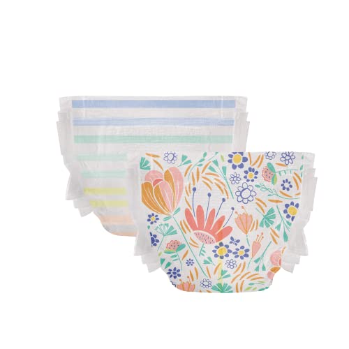 The Honest Company Clean Conscious Diapers | Plant-Based, Sustainable | Rainbow Stripes + Flower Power | Super Club Box, Size 3 (16-28 lbs), 136 Count
