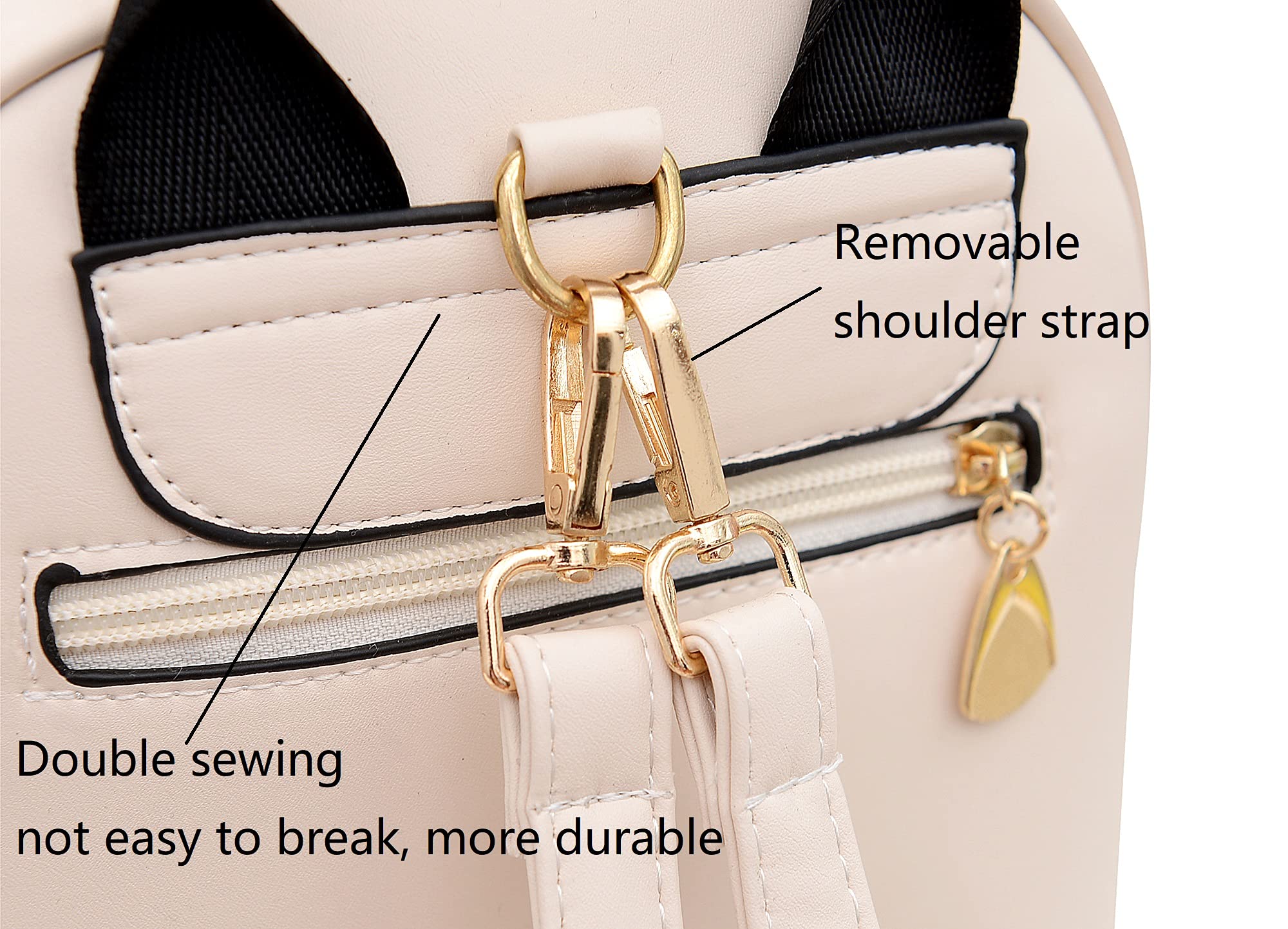 RUISUER Backpack Purse for Teen Girls Mini Backpack for Women Cute PU Leather Bookbag Small Shoulder Bag Handbag White