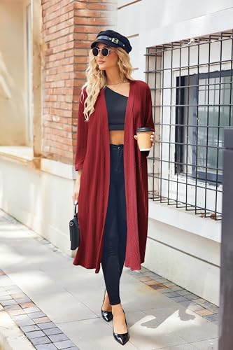 Ekouaer Women's Robes Long Bathrobes Jacquard Knit Spa Shower Robe Fixed Belt Sleepwear with Two Pockets S-3XL