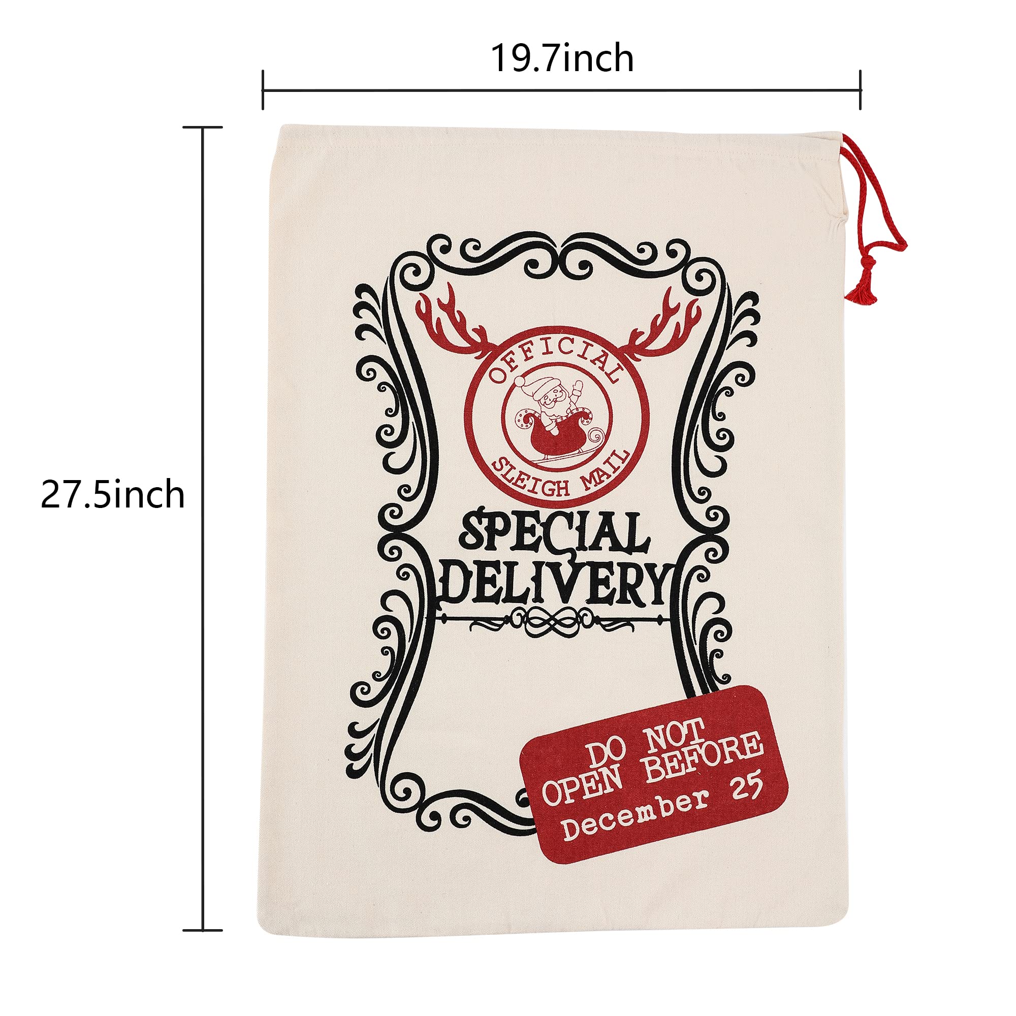LessMo Christmas Santa Sack, Large Christmas Canvas Gift Bag with Drawstring, [Place to Write Wishes] Reusable Personalized Best Gift, for Xmas Package Storage, Christmas Party Supplies Favors
