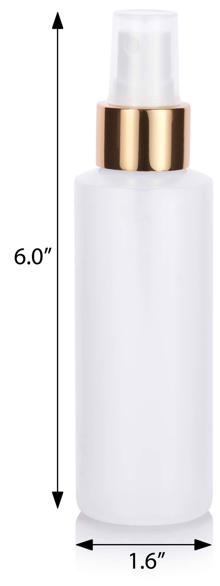 JUVITUS 4 oz Clear Natural Refillable Plastic Squeeze Bottle with Gold Metal Fine Mist Sprayer (12 Pack)