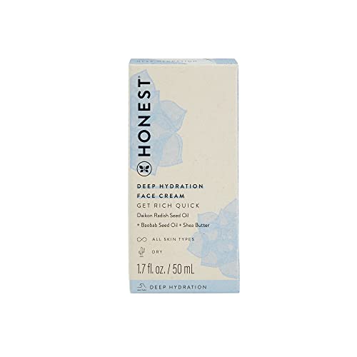 Honest Beauty Deep Hydration Face Cream with Baobab Seed Oil & Shea Butter | Hypoallergenic + Dermatologist Tested Non-comedogenic & Cruelty free|1.69 fl. oz.