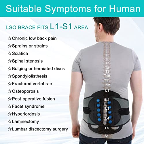 LSO Back Brace with Removable Decompression Panel Back Support& Back Cover for Free,Pulley System Lumbar Support Belt for Sciatica Pain, Disc Injury and After Laminectomy or Spinal Fusion Surgery(L)