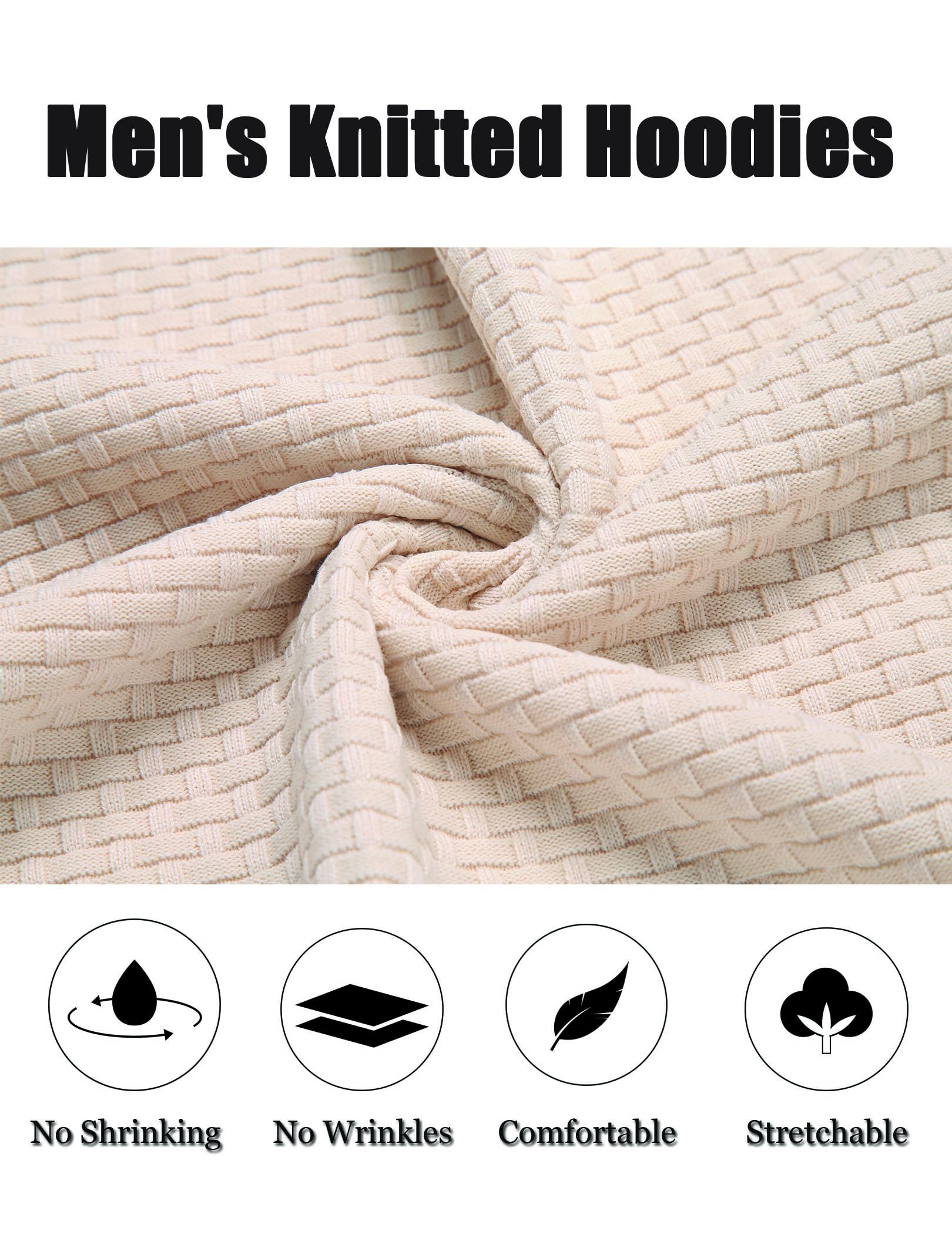 COOFANDY Men's Hooded Sweatshirts Long Sleeve Casual Waffle Pullover Hoodie Lightweight Hoodies Knitted Sweatshirt