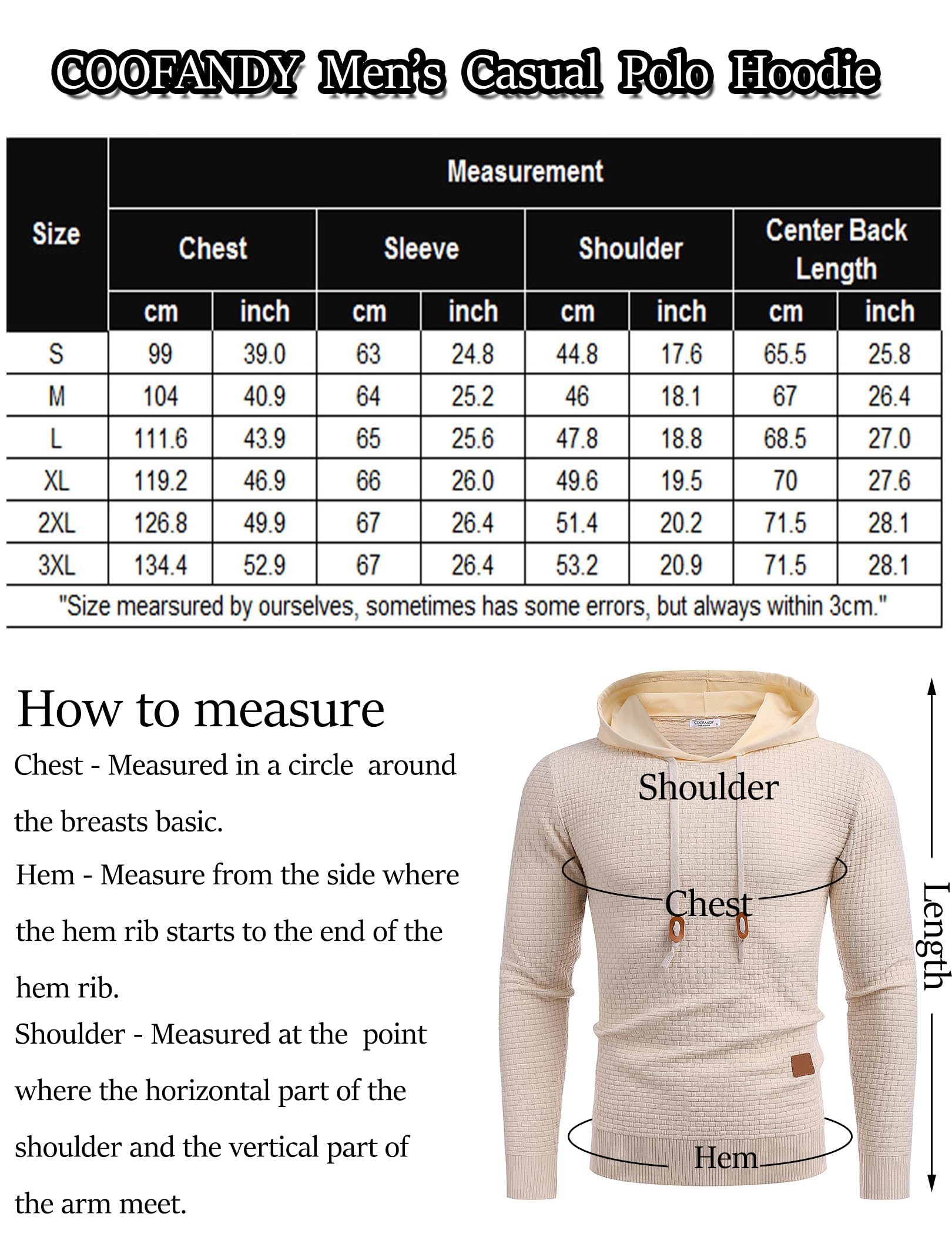 COOFANDY Men's Hooded Sweatshirts Long Sleeve Casual Waffle Pullover Hoodie Lightweight Hoodies Knitted Sweatshirt