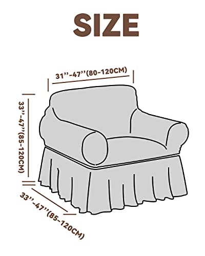 BLUESURGE Armchair Slipcover 1 Piece Couch Sofa Cover with Skirt, Durable Washable High Elastic Stretchable, Easy Fit Universal Furniture Protector (1 Seater, Brown)