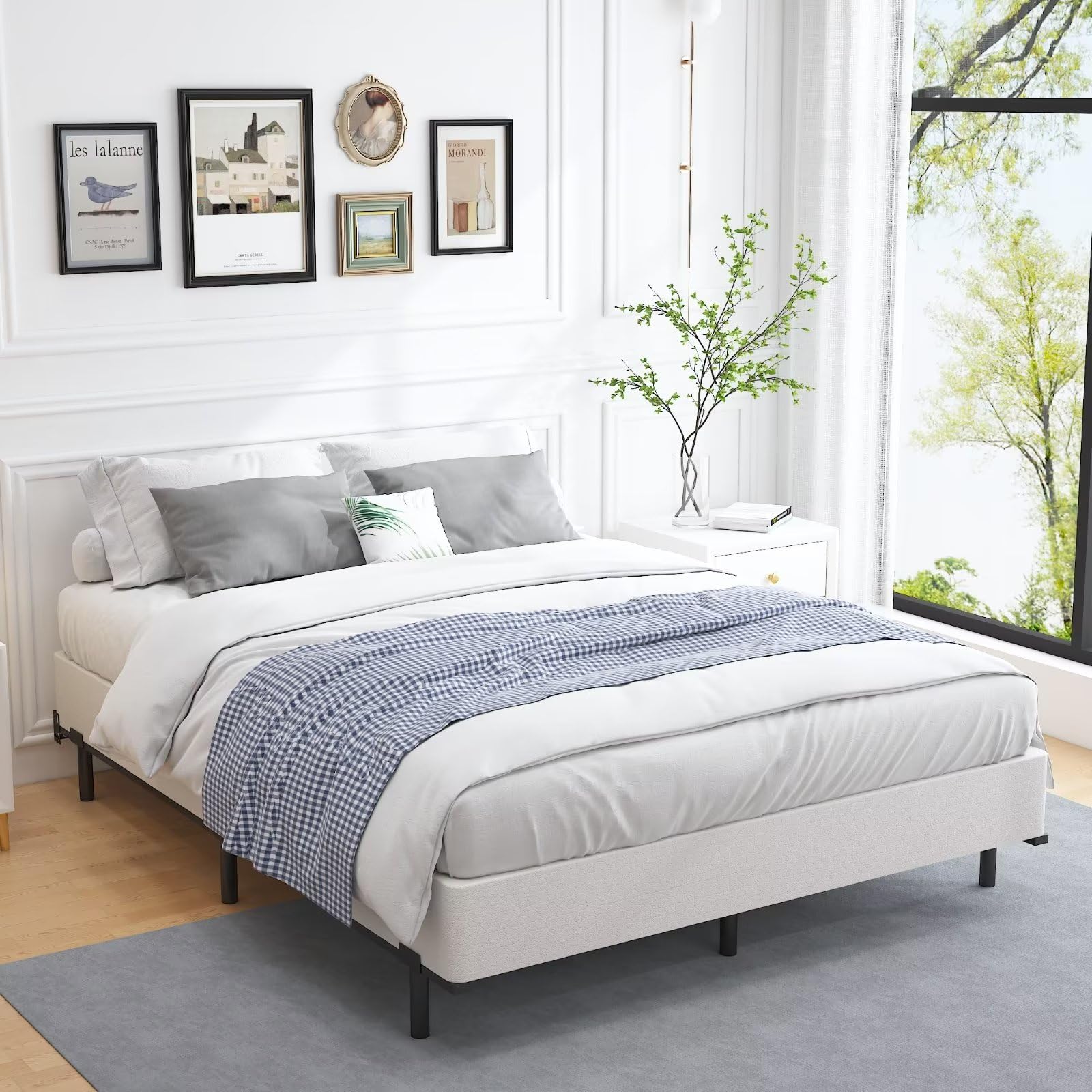 ALDRICH 7 Inch Heavy Duty Metal Box Spring Mattress Foundation 3000lbs Max Weight Capacity/Non-Slip/No Noise/Easy Assembly/Easy Clean Cover,Queen