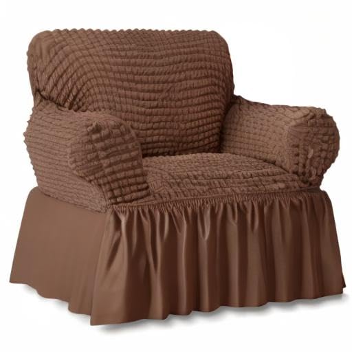 BLUESURGE Armchair Slipcover 1 Piece Couch Sofa Cover with Skirt, Durable Washable High Elastic Stretchable, Easy Fit Universal Furniture Protector (1 Seater, Brown)