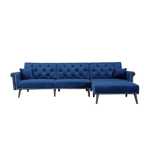 ERYE L-Shaped Tufted Upholstered Corner & Sectional Sofa with Reversible Chaise Convertible Sleeper Couch Bed Sofabed for Home Apartment Living Room Furniture Sets