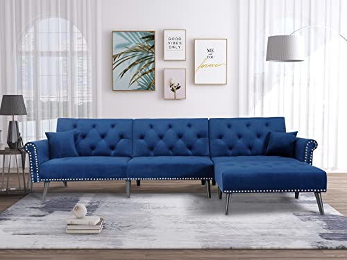 ERYE L-Shaped Tufted Upholstered Corner & Sectional Sofa with Reversible Chaise Convertible Sleeper Couch Bed Sofabed for Home Apartment Living Room Furniture Sets