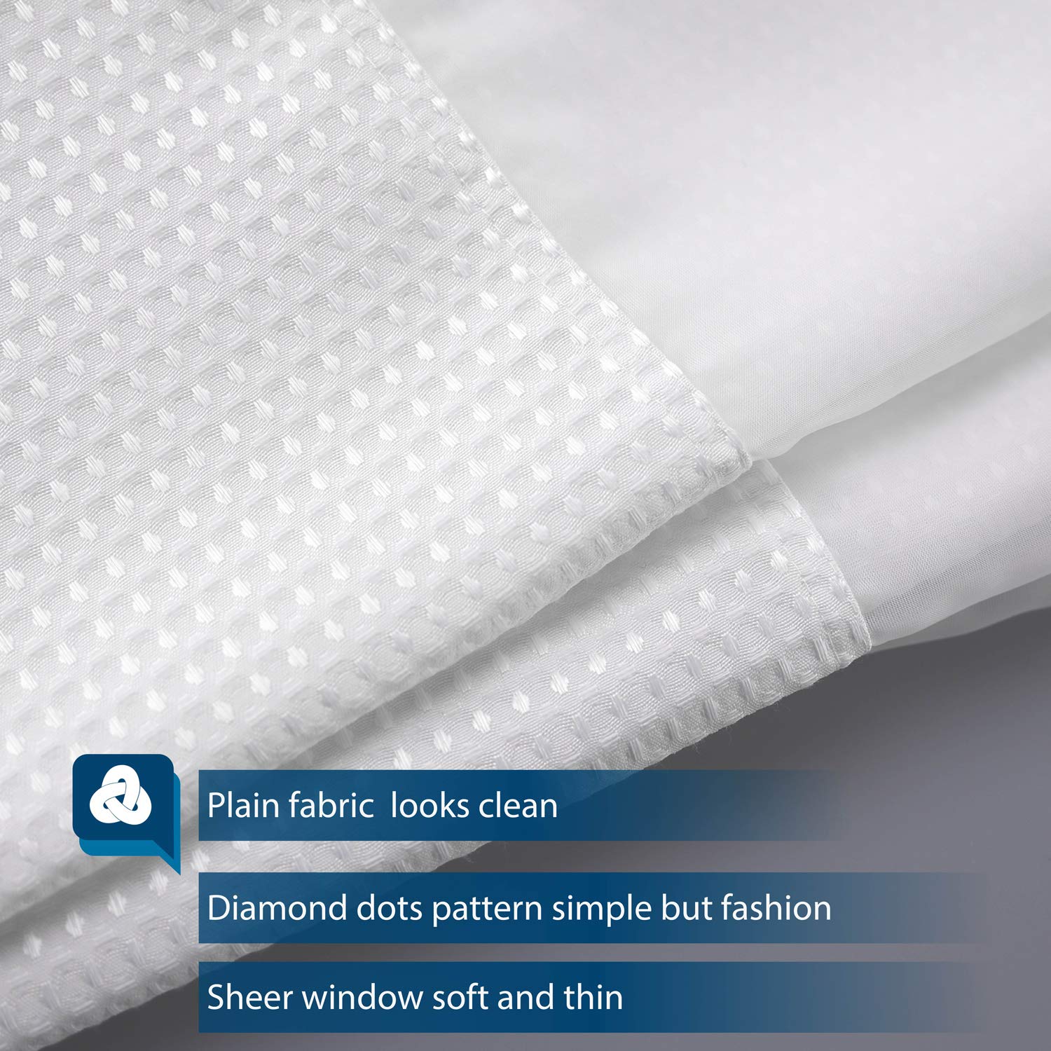 Barossa Design Large Fabric Shower Curtain with Sheer Window 96 x 78 inch, Waffle Weave, Hotel Grade, 230 GSM Heavyweight, Water Repellent, Machine Washable, White, 96x78