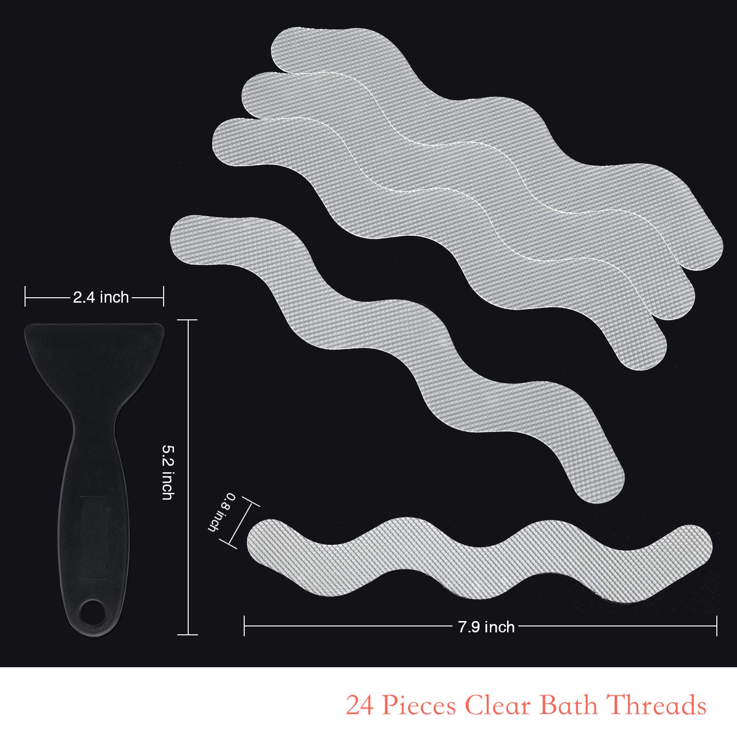 Secopad Patented Anti Slip Shower Stickers 24 PCS Safety Bathtub Strips Adhesive Decals with Premium Scraper for  Bath Tub Shower Stairs