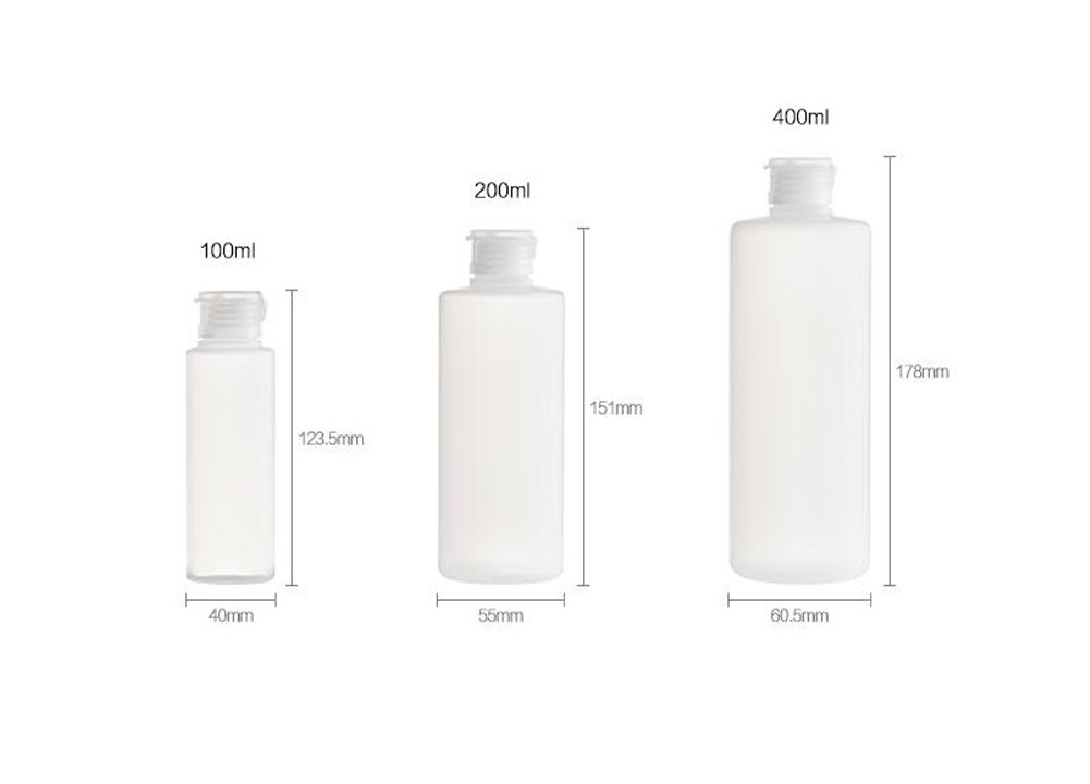 UPSTORE 2PCS Empty Refillable Plastic Clear Soft Tube Squeeze Bottle Jars With Flip Cover Cosmetic Makeup Packing Storage Holder Containers for Toner Lotion Shower Gel Cleaser Shampoo (200ml/6.8oz)