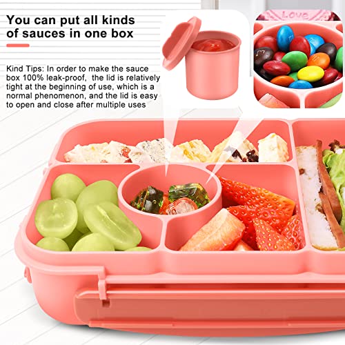 Dagugu Kids & Adult Bento Lunch Box, 5 Compartment Leakproof Lunch Containers, Microwave/Dishwasher/BPA Free (Pink)