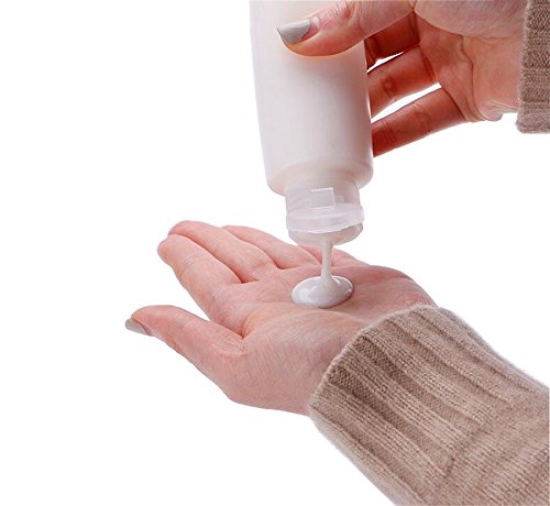 UPSTORE 2PCS Empty Refillable Plastic Clear Soft Tube Squeeze Bottle Jars With Flip Cover Cosmetic Makeup Packing Storage Holder Containers for Toner Lotion Shower Gel Cleaser Shampoo (200ml/6.8oz)
