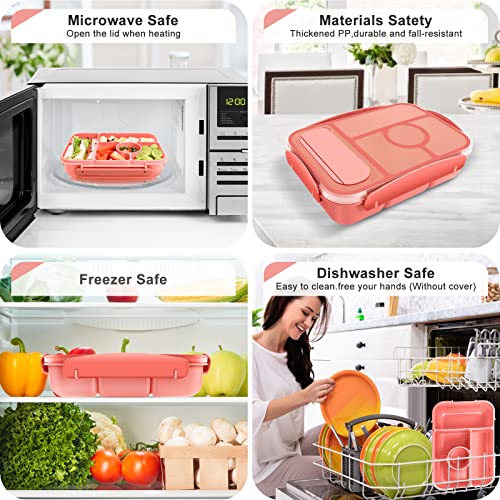 Dagugu Kids & Adult Bento Lunch Box, 5 Compartment Leakproof Lunch Containers, Microwave/Dishwasher/BPA Free (Pink)