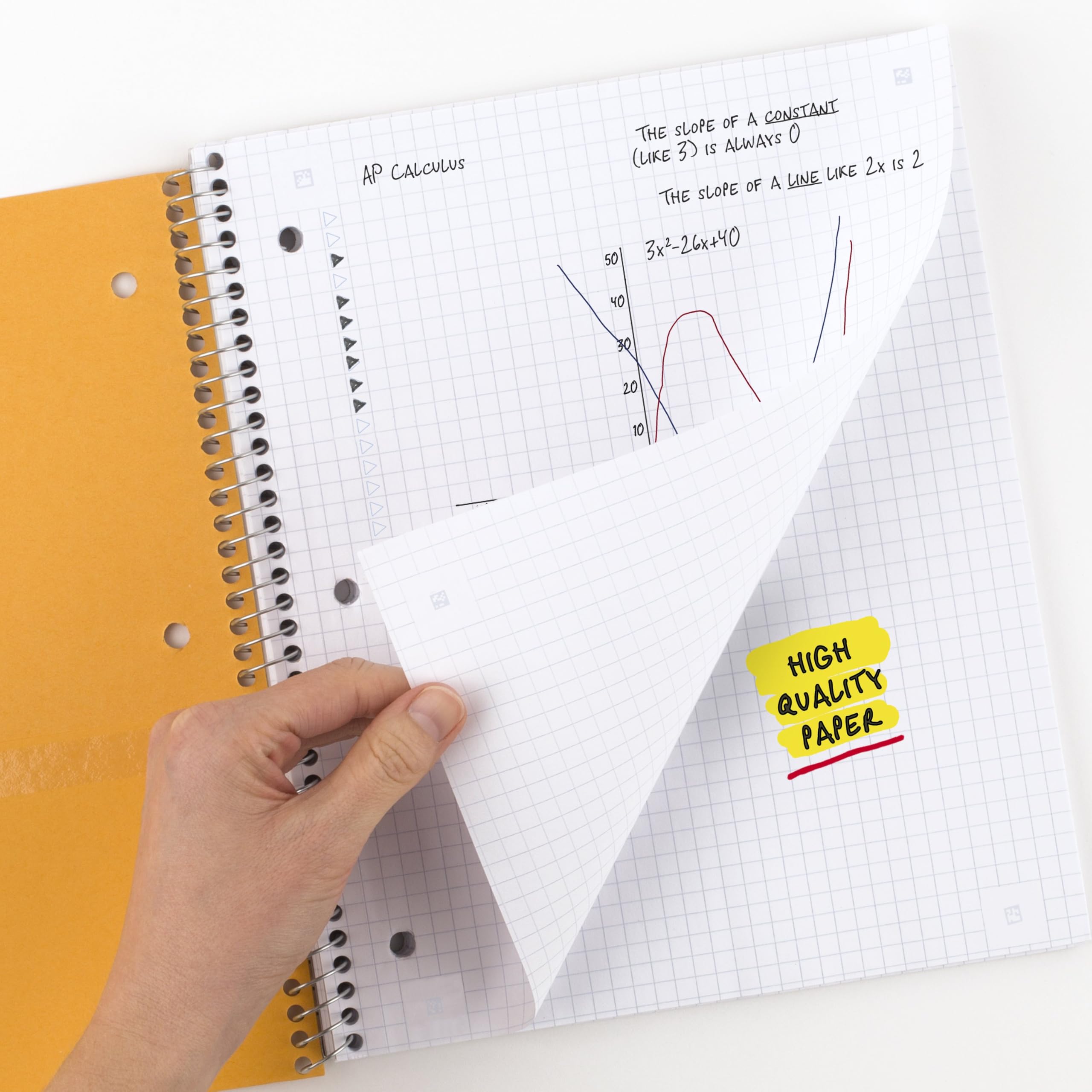 Five Star Spiral Notebooks, 6 Pack, 1-Subject, Graph Ruled Paper, 11" x 8-1/2", 100 Sheets, Assorted Colors Will Vary (73549), 6 Count (pack of 1)