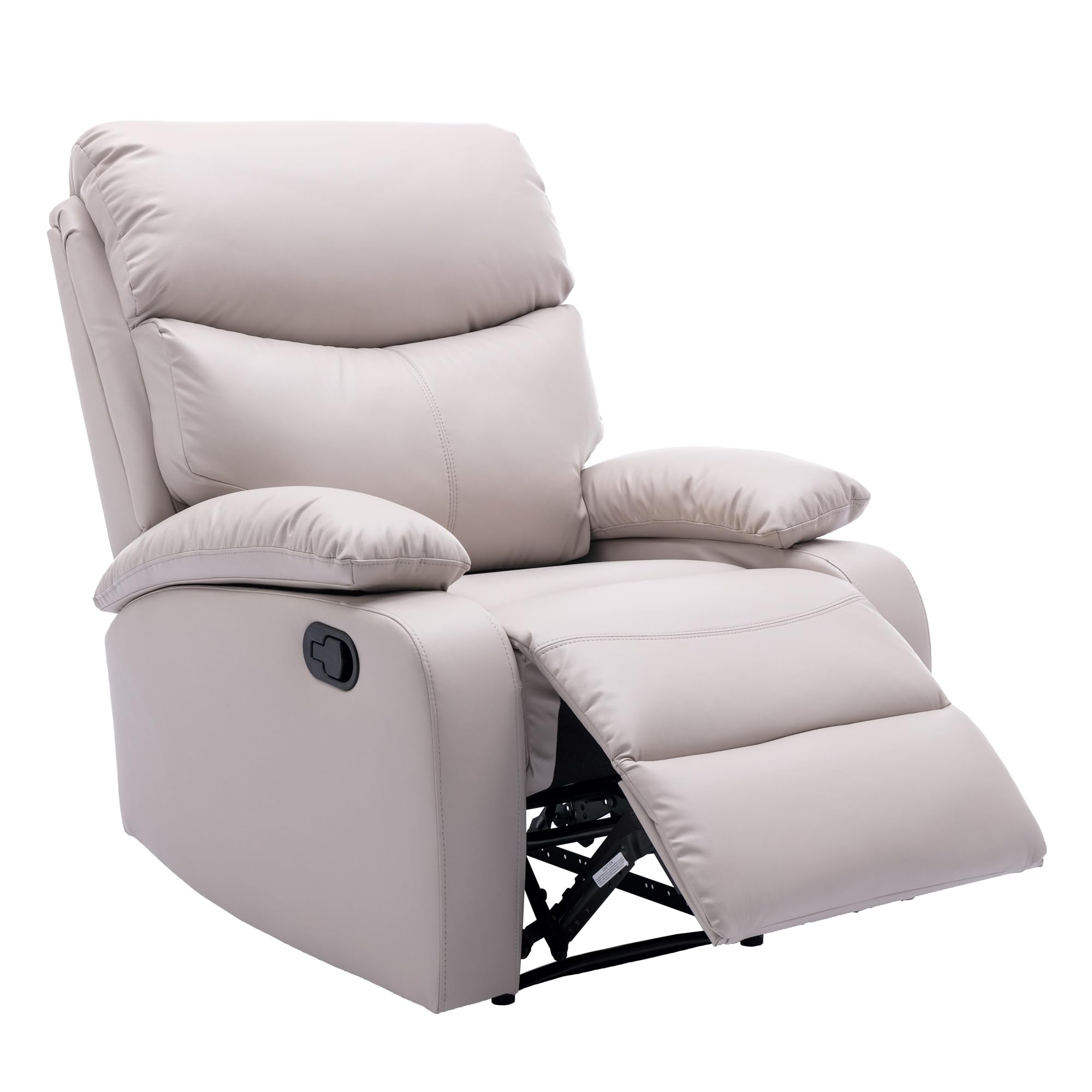 hzlagm Manual Recliner Chairs for Adults, Small Recliners for Small Spaces, PU Leather Recliner Chair, Single Sofa Living Room Chair for RV, Beige