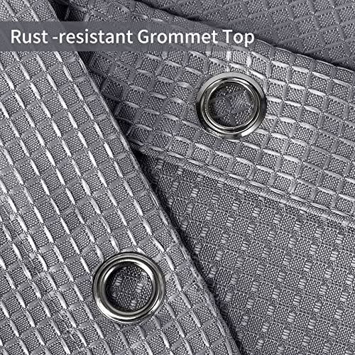 GlowSol Shower Curtain Waffle Weave Fabric Shower Curtain for Bathroom Water-Proof Shower Curtain with Grommet Grey Bathtubs Curtain 72"×78"