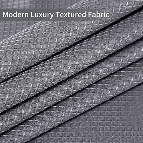 GlowSol Shower Curtain Waffle Weave Fabric Shower Curtain for Bathroom Water-Proof Shower Curtain with Grommet Grey Bathtubs Curtain 72"×78"