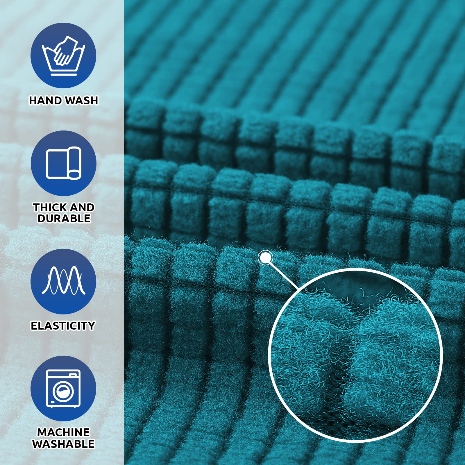 KEKUOU Stretch Oversized Sofa Slipcover 1 Piece Couch Sofa Cover (94"-110") Furniture Protector 4 Seater Sofa with Elastic Bottom for Kids,Pet.Jacquard Checked Pattern Fabric(X Large,Peacock Blue)