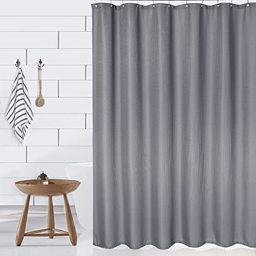 GlowSol Shower Curtain Waffle Weave Fabric Shower Curtain for Bathroom Water-Proof Shower Curtain with Grommet Grey Bathtubs Curtain 72"Ć78"