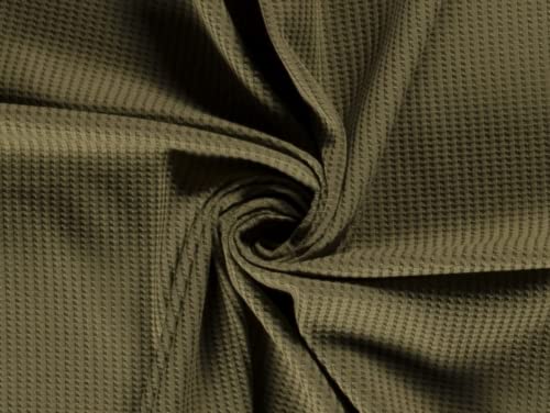 Minerva Waffle Textured Stretch Knit Fabric Olive Green - per Yard