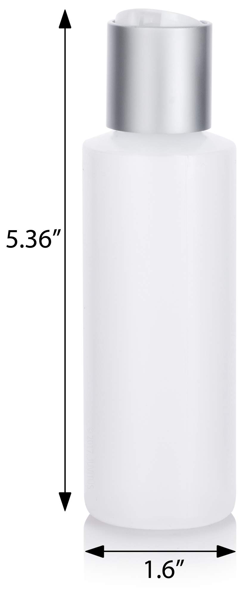 JUVITUS 4 oz / 120 ml Clear Natural Refillable Plastic Squeeze Bottle with Silver Disc Cap (6 pack)