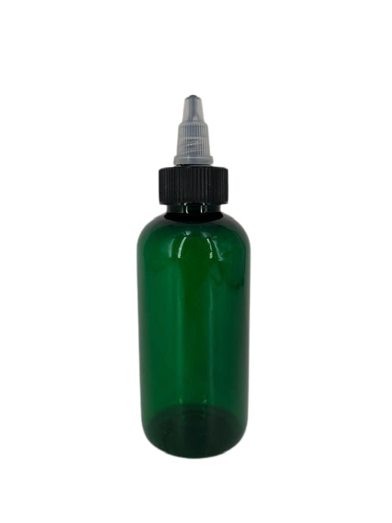 Natural Farms 4 oz Green Boston Plastic Bottles -12 Pack Empty Bottle Refillable - BPA Free - Essential Oils - Aromatherapy | Black/Natural Twist Top Cap - Made in the USA