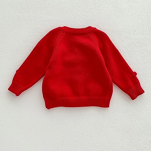 Unisex Baby Sweatshirt Waffle Knit Baby Clothes Warm Solid Color Long Sleeve Fall Winter Clothes Reindeer Shirt