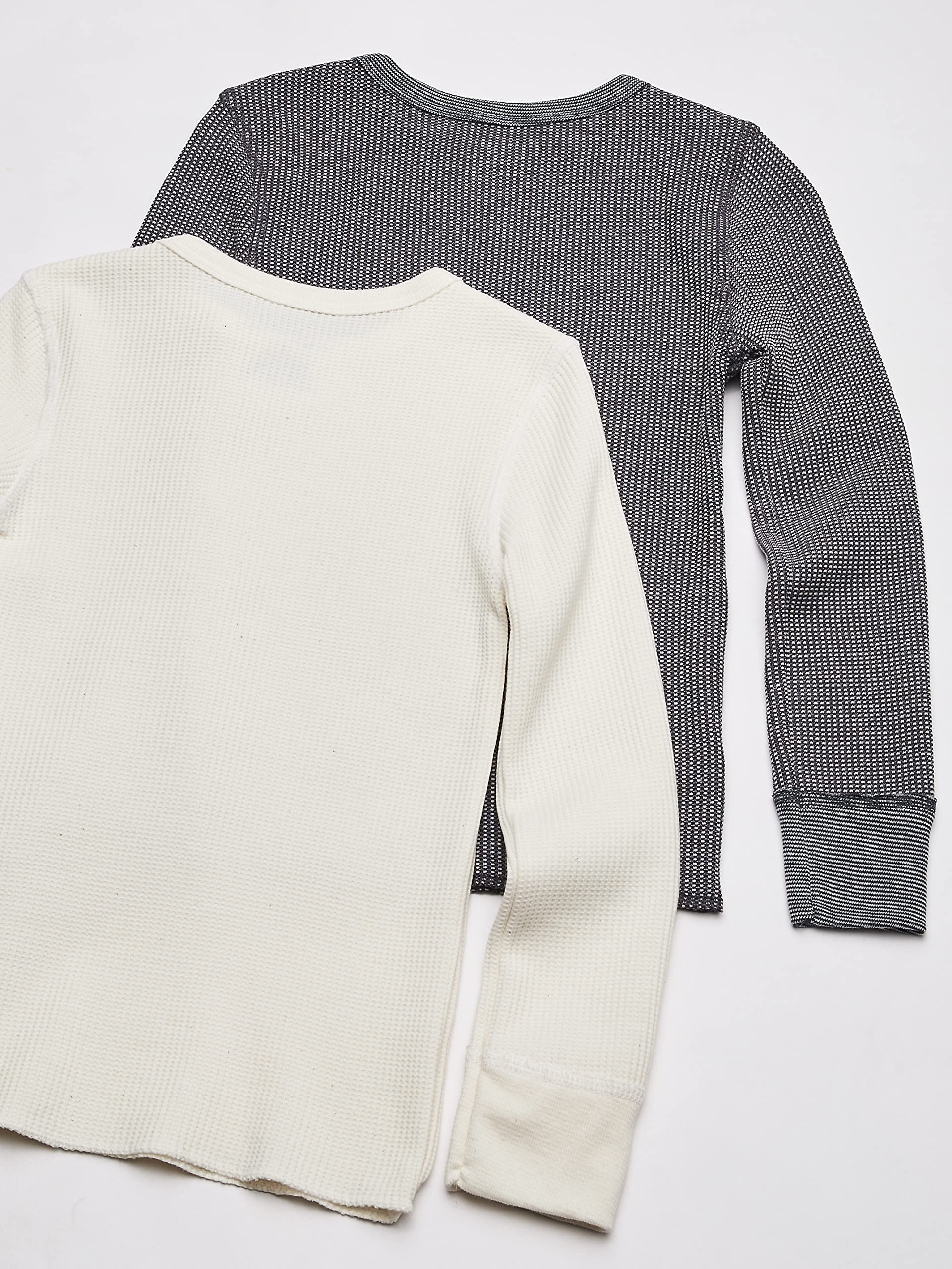 Fruit of the Loom Boys' Premium 2-Pack Thermal Waffle Crew Top, Heather Greystone/Natural, 8