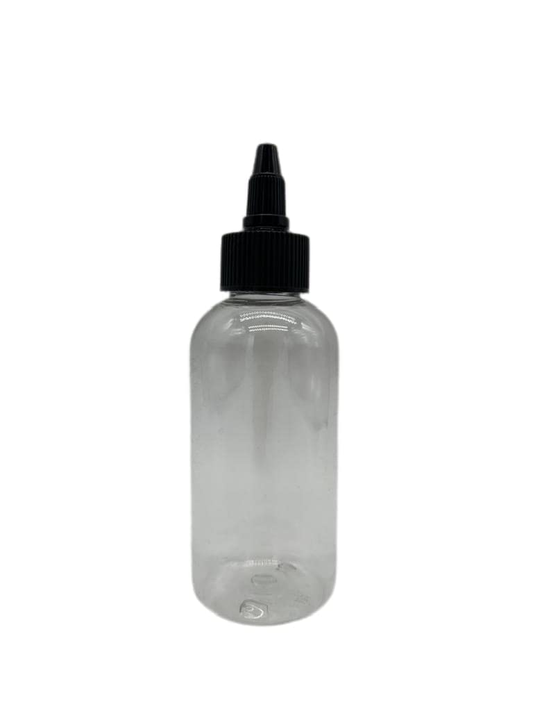 Natural Farms 4 oz Clear Boston Plastic Bottles -12 Pack Empty Bottle Refillable - BPA Free - Essential Oils - Aromatherapy | Black Twist Top Cap - Made in the USA