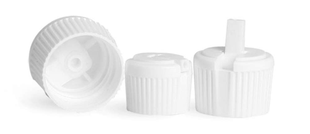 Premium Essential Oil 4 Ounce Cosmo Round Bottles, PET Plastic Empty Refillable BPA-Free, with Ribbed White Flip Spout Caps (Pack of 12) (Clear)