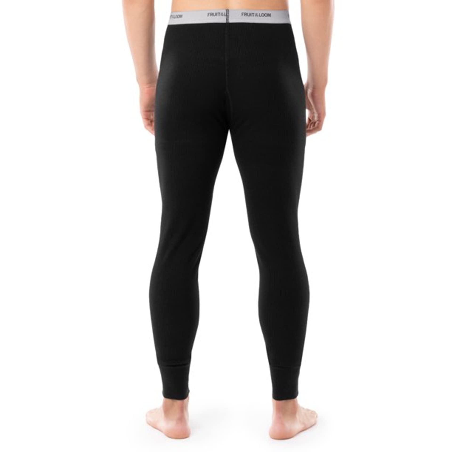 Fruit of the Loom Men's Classic Midweight Waffle Thermal Underwear Bottoms (2-Pack), Black Soot/Natural, Large