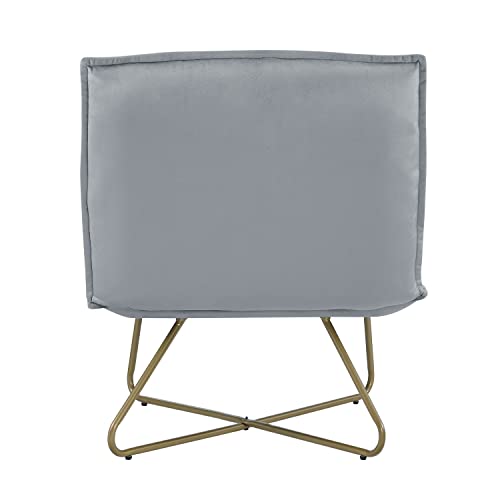 Linon Light Grey Velvet Gold Metal Base McAllister Accent Chair