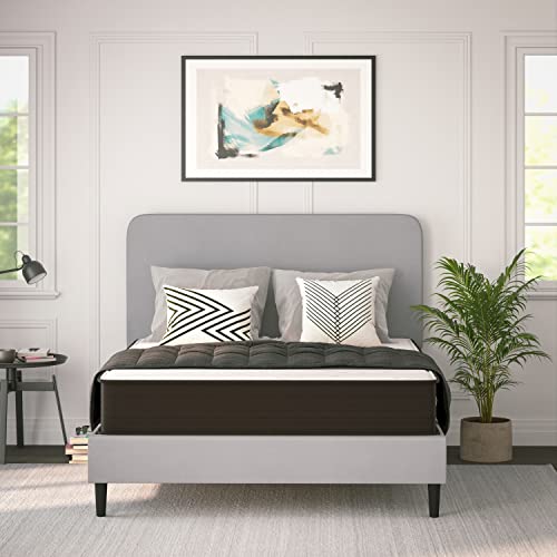 Flash Furniture Dream 10" Hybrid Spring and Foam Mattress in a Box, High Density Foam and Spring Hybrid Mattress for Pressure Relief, Queen