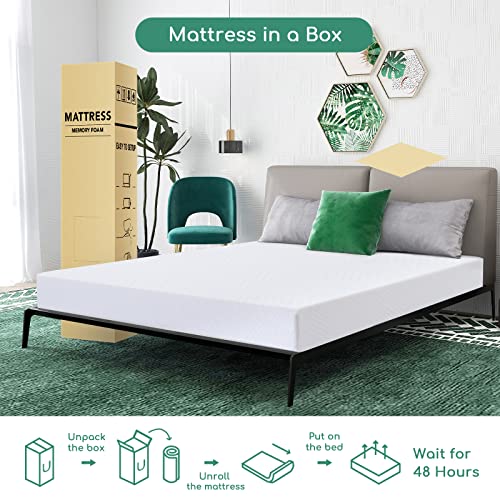 Airdown Queen Mattress, 8 Inch Memory Foam Mattress in a Box, Medium Firm Green Tea Gel Mattress for Queen Size Bed, CertiPUR-US Certified,AD-REP1-8Q