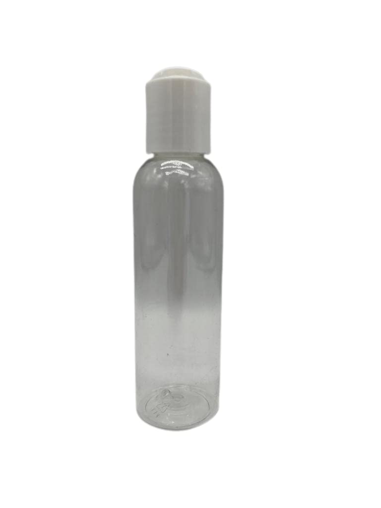Natural Farms 4 oz Clear Cosmo Plastic Bottles -12 Pack Empty Bottle Refillable - BPA Free - Essential Oils - Aromatherapy | White Press Down Disc Cap - Made in the USA