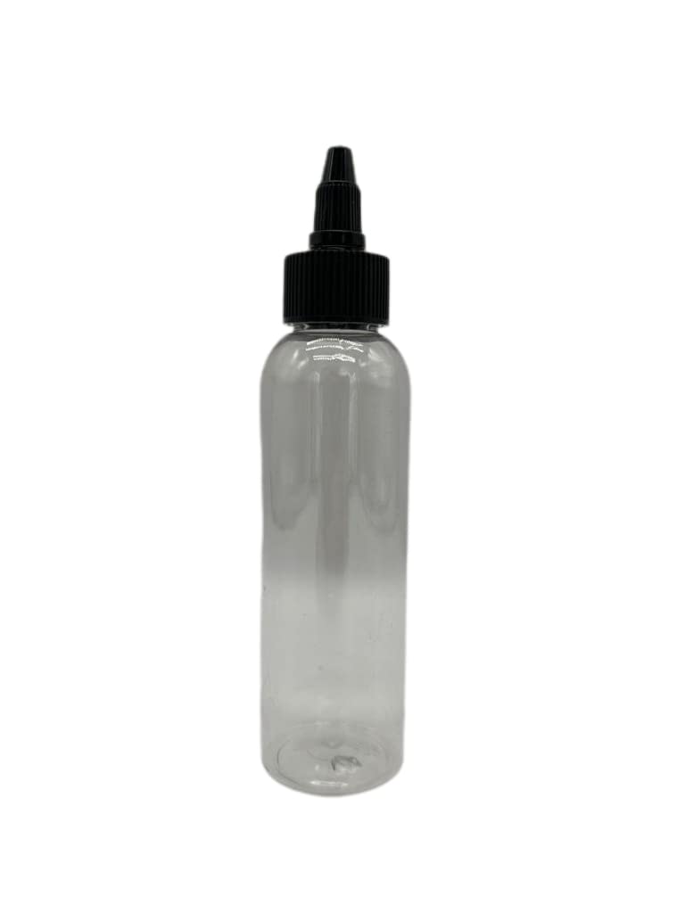 Natural Farms 4 oz Clear Cosmo Plastic Bottles -12 Pack Empty Bottle Refillable - BPA Free - Essential Oils - Aromatherapy | Black Twist Top Cap - Made in the USA