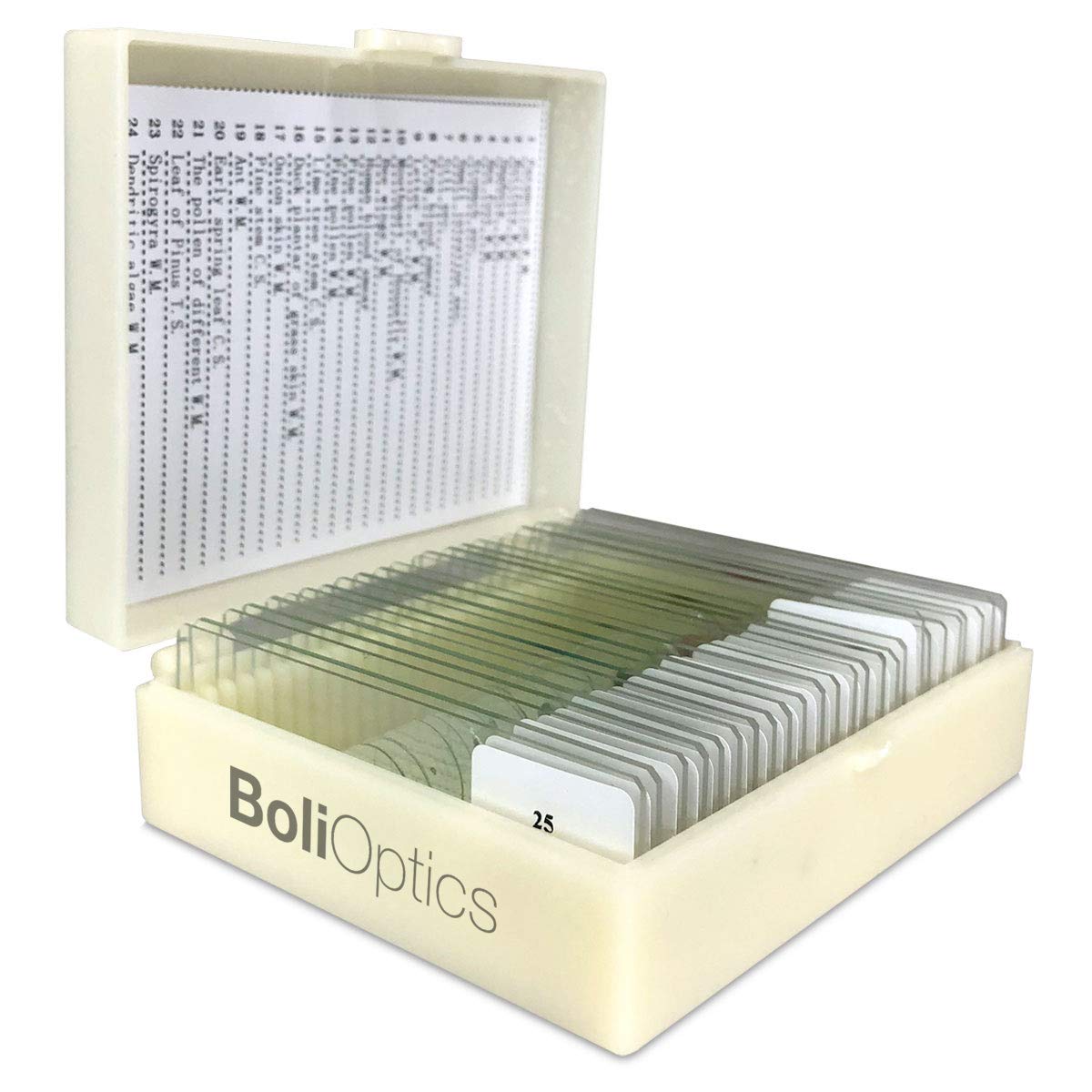 BoliOptics 25 Prepared Microscope Slides General Biology Specimen Set Plant Animal Human Anatomy Cells for Students Hobbyists Beginners Kids Homeschool, SL39901006