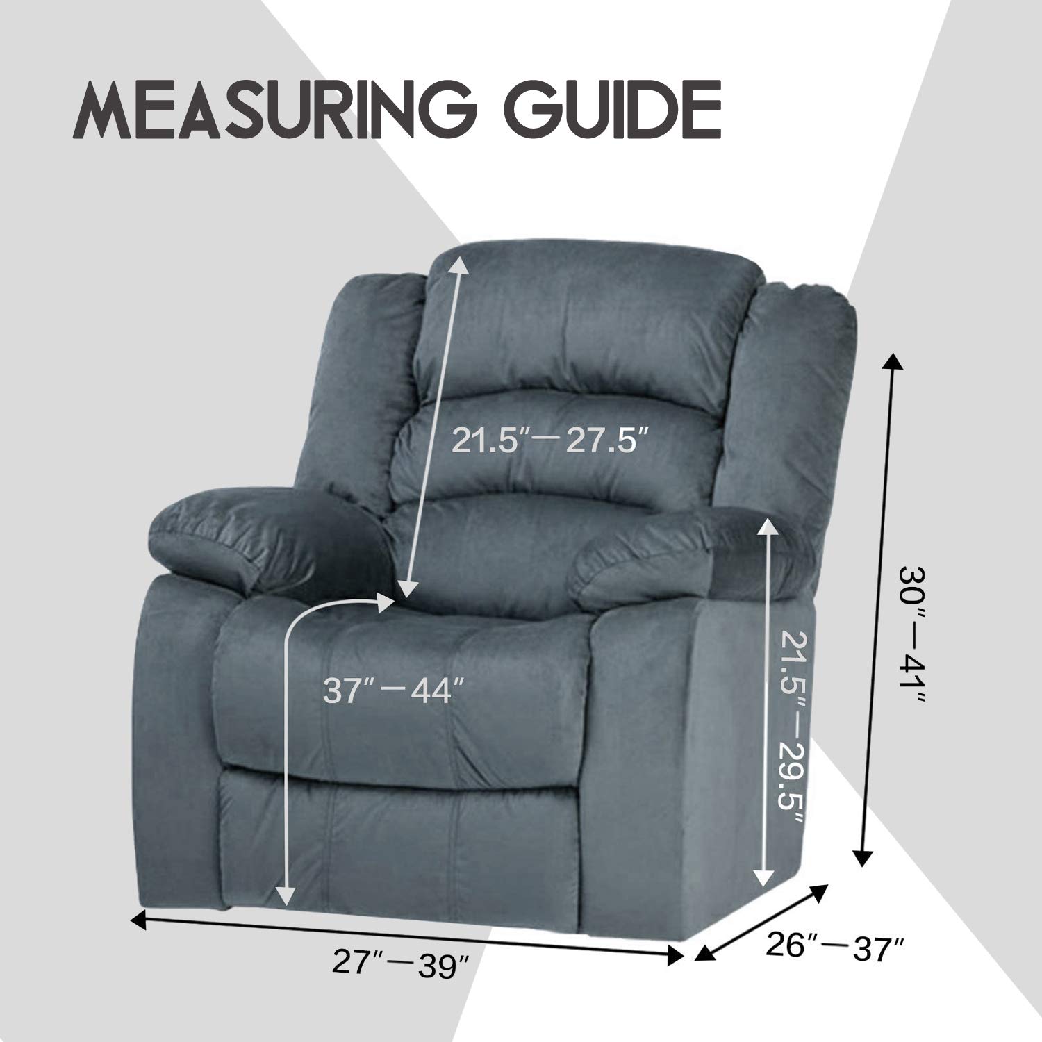 ULTICOR 4-Piece, 1 Seat Recliner Cover, Velvet Stretch Reclining Chair Covers for 1 Cushion Reclining Sofa, Single Seat Recliner Couch Cover, Thick, Very Soft, Machine Washable (Light Grey)