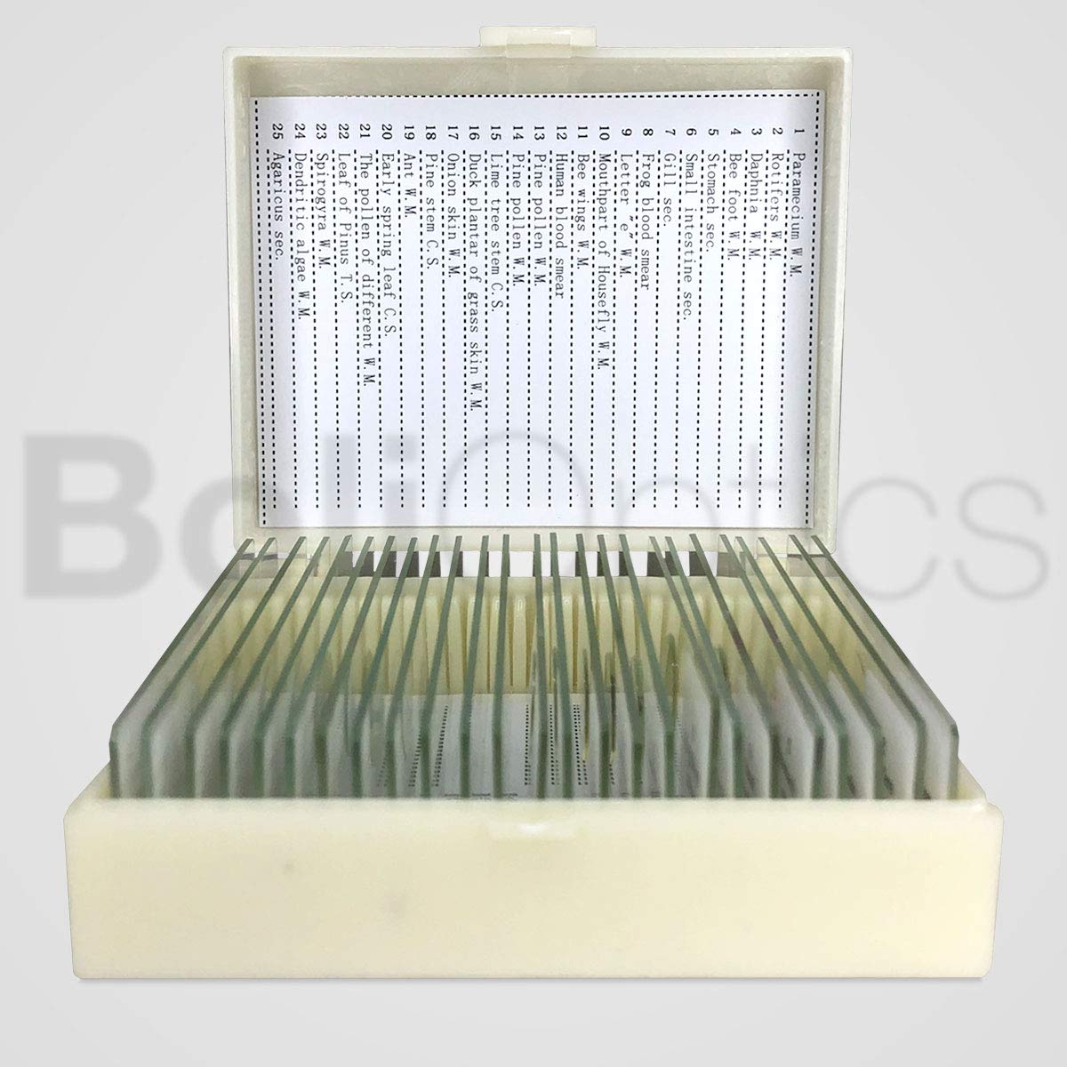 BoliOptics 25 Prepared Microscope Slides General Biology Specimen Set Plant Animal Human Anatomy Cells for Students Hobbyists Beginners Kids Homeschool, SL39901006