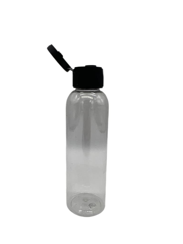 Natural Farms 4 oz Clear Cosmo Plastic Bottles -12 Pack Empty Bottle Refillable - BPA Free - Essential Oils - Aromatherapy | Black Flip Top Snap Cap - Made in the USA
