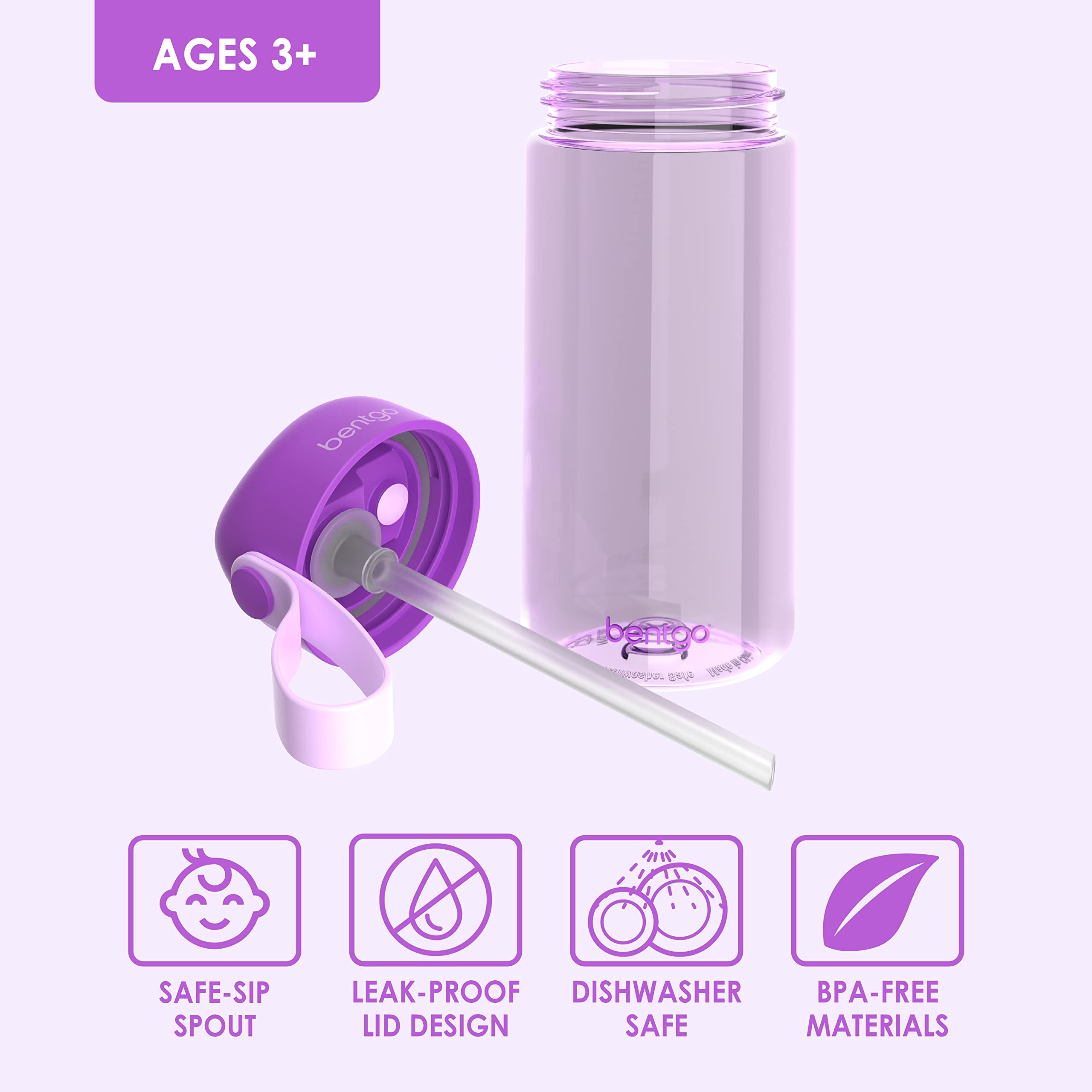 Bentgo® Kids Chill Lunch Box Water Bottle - New & Improved 2023 (Purple)