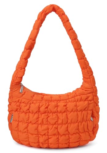 Women Quilted Tote Bag Large Capacity Crossbody Puffer Lightweight Padding Shoulder Bag Hobo Satchel Handbag Zip Purse