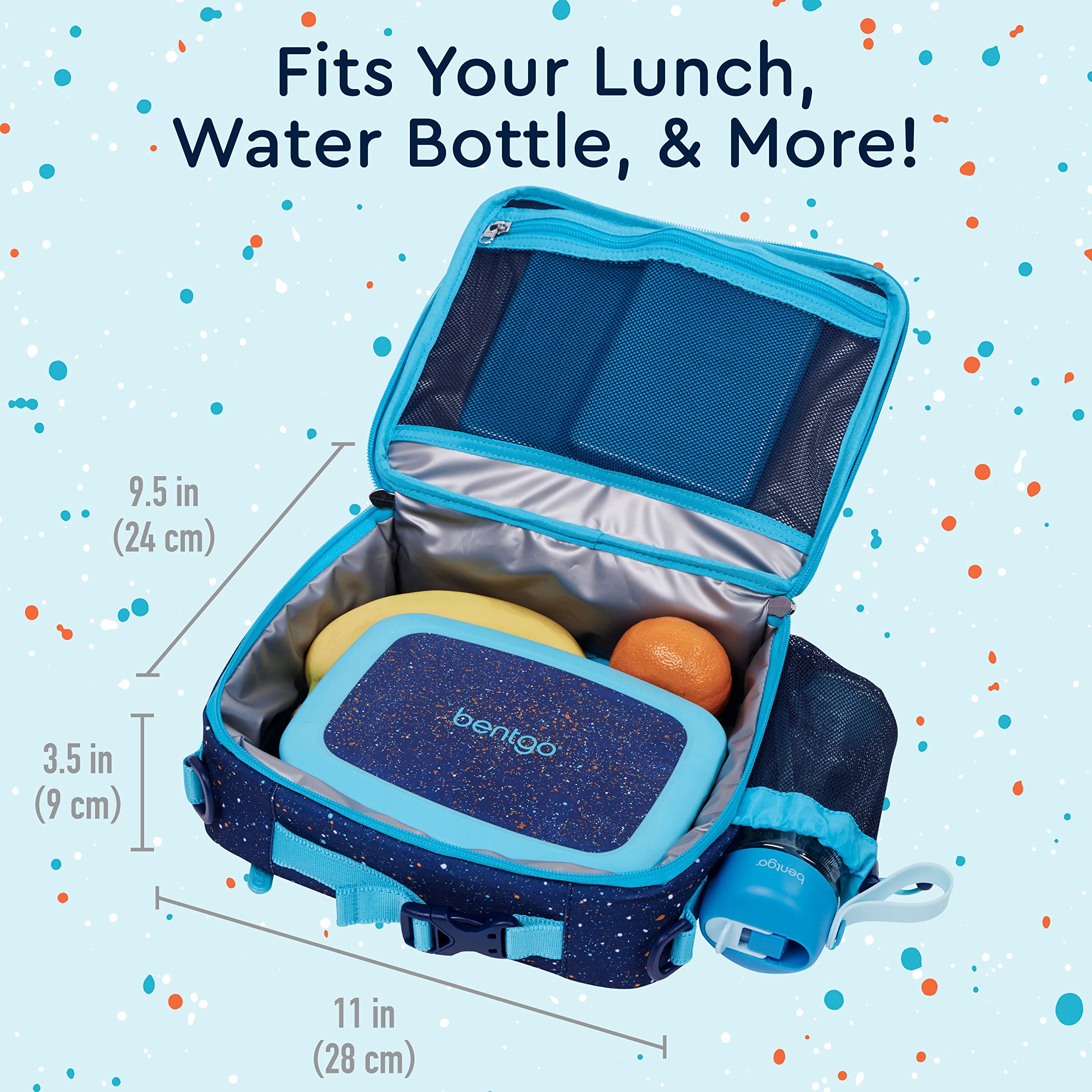 Bentgo® Kids 5-Compartment Lunch Box With Insulated Lunch Bag - (Confetti Edition - Abyss Blue)
