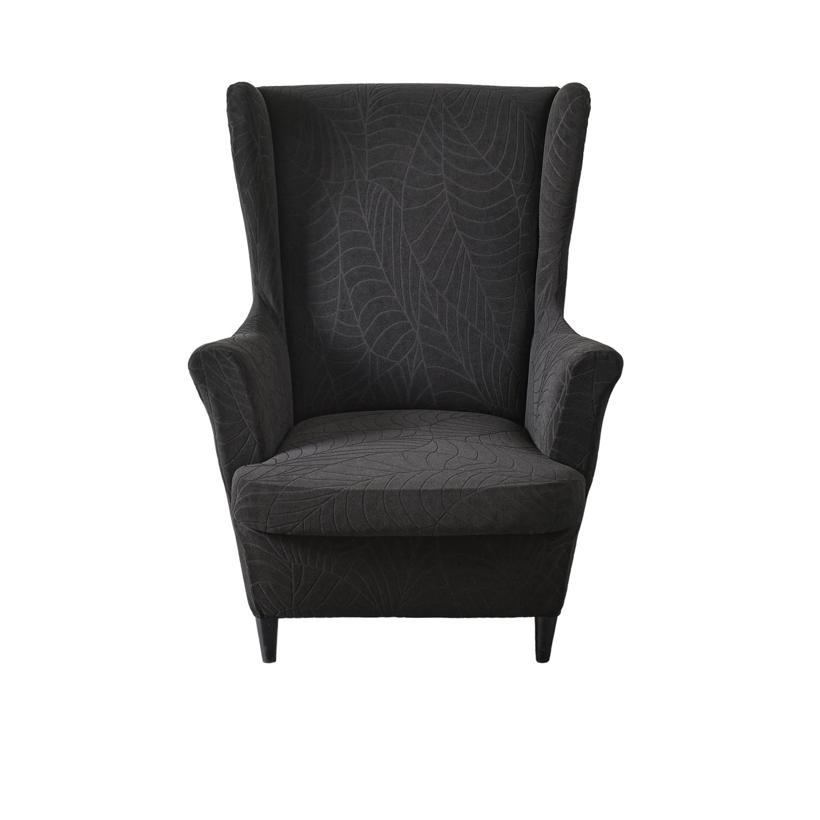 CRFATOP Jacquard Wingback Chair Slipcovers 2 Piece Stretch Leaf Wingback Chair Cover Polyester Fabric Wing Armchair Covers with Elastic Bottom for Living Room Bedroom Wingback Chair,A08