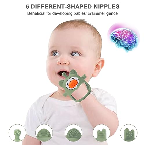 MQGX Teething Toys, Hand Teether for Babies 0-6 Months Never Drop Pig BPA Free, Infants Mitten Teether for Soothing Teething Pain Relief, Chew Toys for Bayby Sucking Needs (Blue)