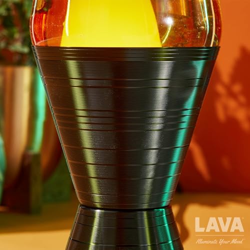 Lava® Lamp - 14.5'' Vinyl Record Grooved Base - The Original Motion Light - Yellow Wax and Orange Liquid - Item #2017